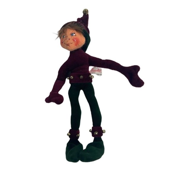 Annalee | Holiday | Annalee 205 Maroon Green Elf Jinglebell Posable ...
